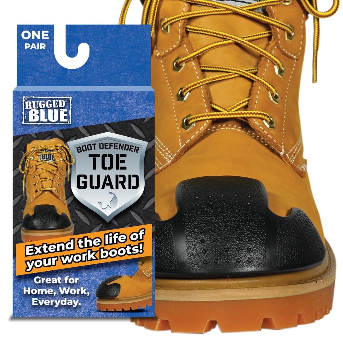 Rugged Blue Boot Defender Toe Guard, Black, Work Boot Protector ...