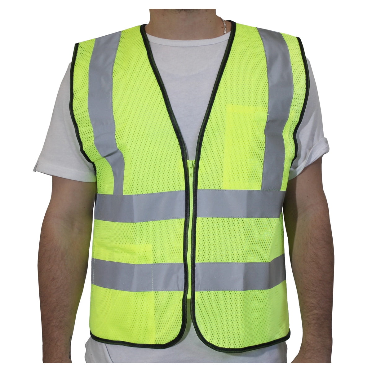 Rugged Blue Class 2 Horizontal Striped Mesh Safety Vest Hi-Viz Yellow ...