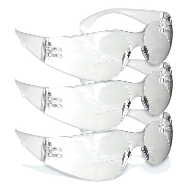 Rugged Blue Plastic Reader Safety Glasses - Clear- 1.5 Diopter - 3 PK ...