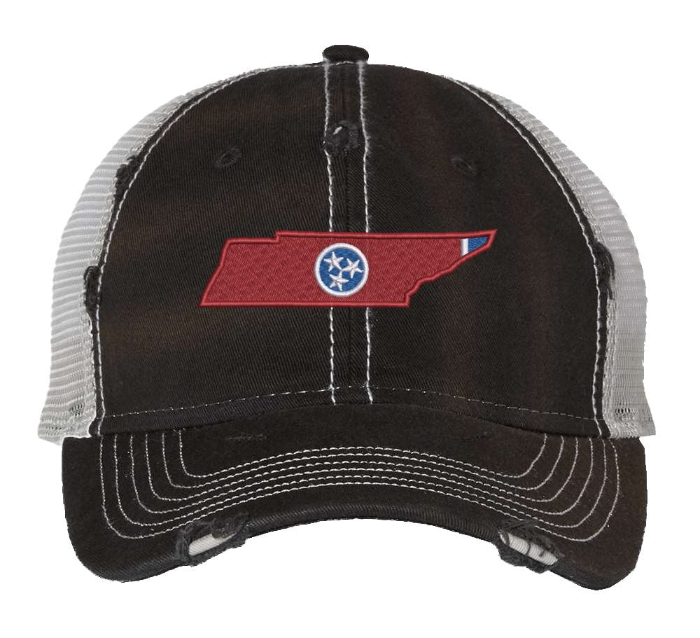 Rugged Distressed Tennessee Trucker Hat – Embroidered State Shape with ...