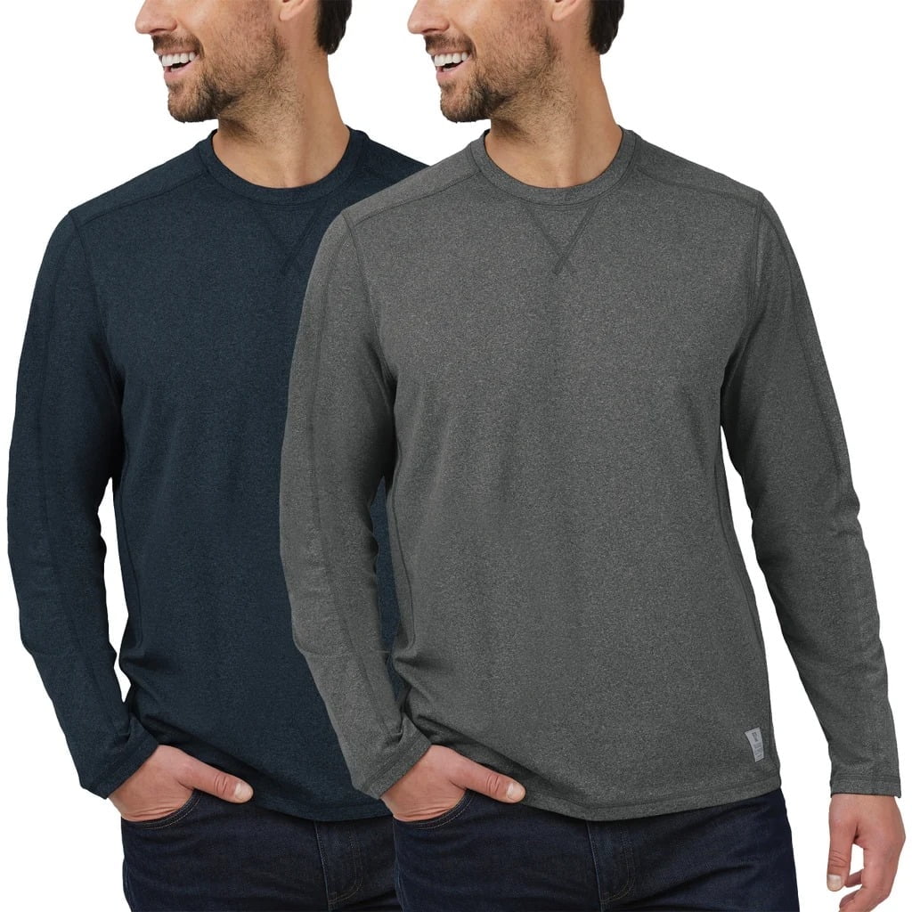 Rugged Elements Men's 2 Pack Sueded Long Sleeve Crew Tee Shirts (Dark ...