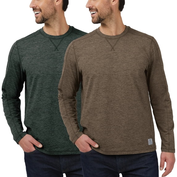 Rugged Elements Men's 2 Pack Sueded Long Sleeve Crew Tee Shirts (Black ...