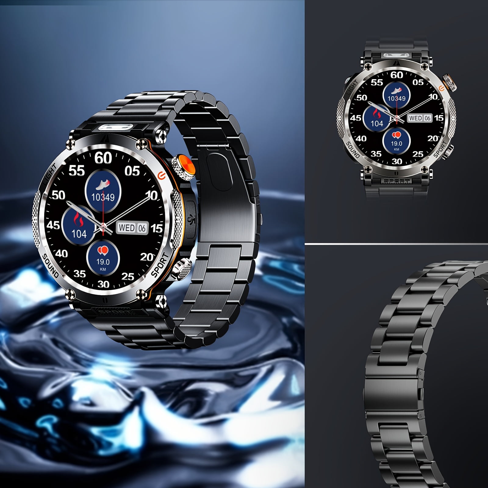 Rugged Men's 1.7" HD Smartwatch, 600mAh Battery, Wireless Calls & Smart ...