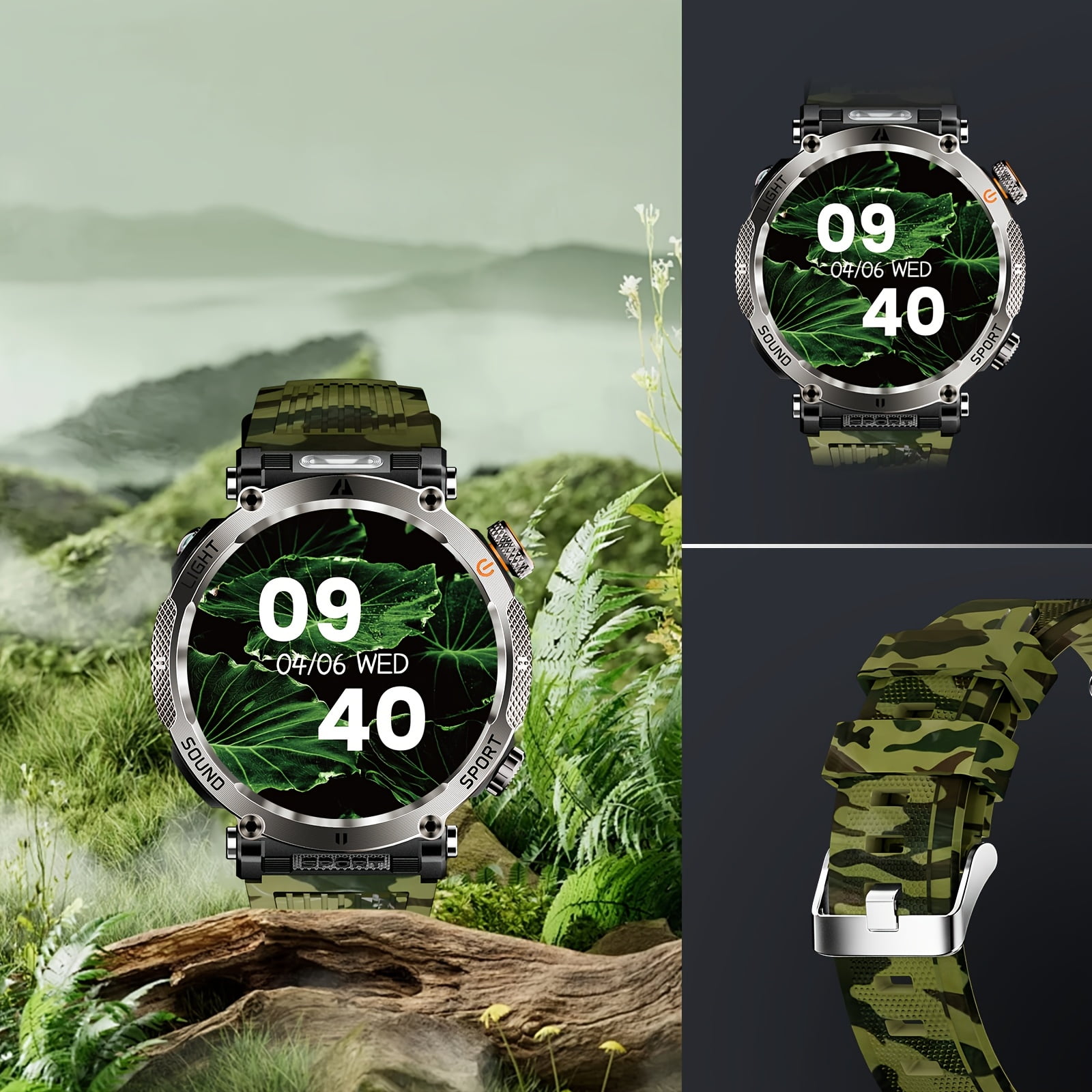 Rugged Men's 1.7" HD Smartwatch, 600mAh Battery, Wireless Calls & Smart ...