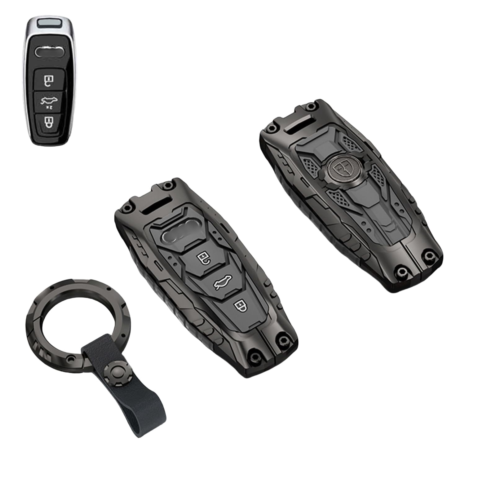 Rugged Metal Protective Shell Key Fob Case with Keychain for Select ...
