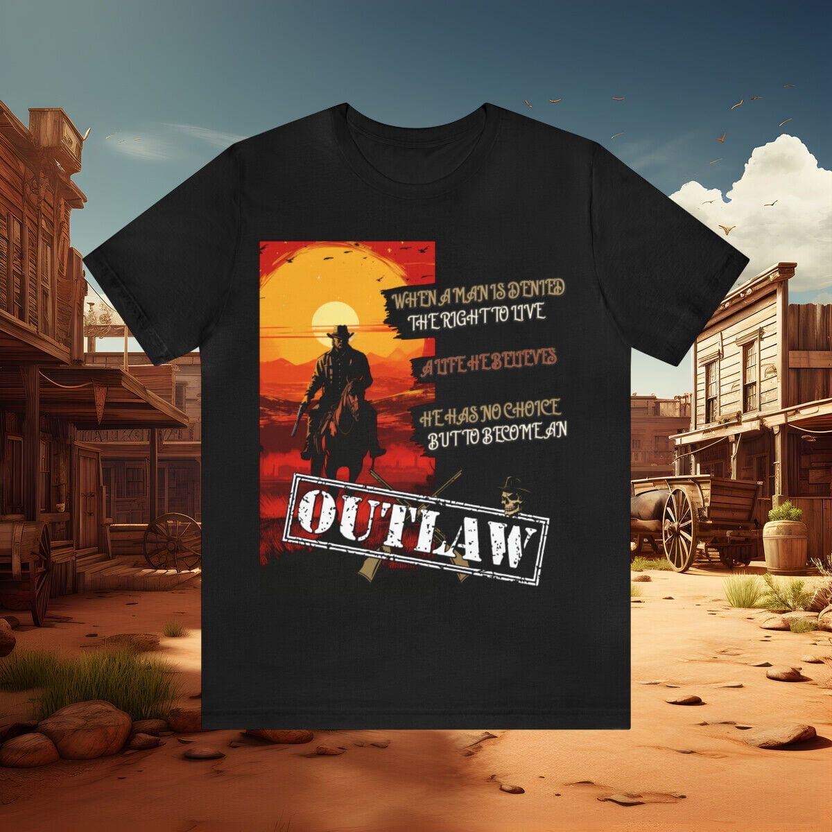 Rugged Outlaw Red Dead Redemption Theme Tee - Vintage-inspired Western ...