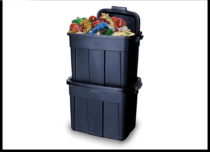 Rugged Plastic Stackable Storage Bins with Lids and Handles，Tote 18 Gal ...