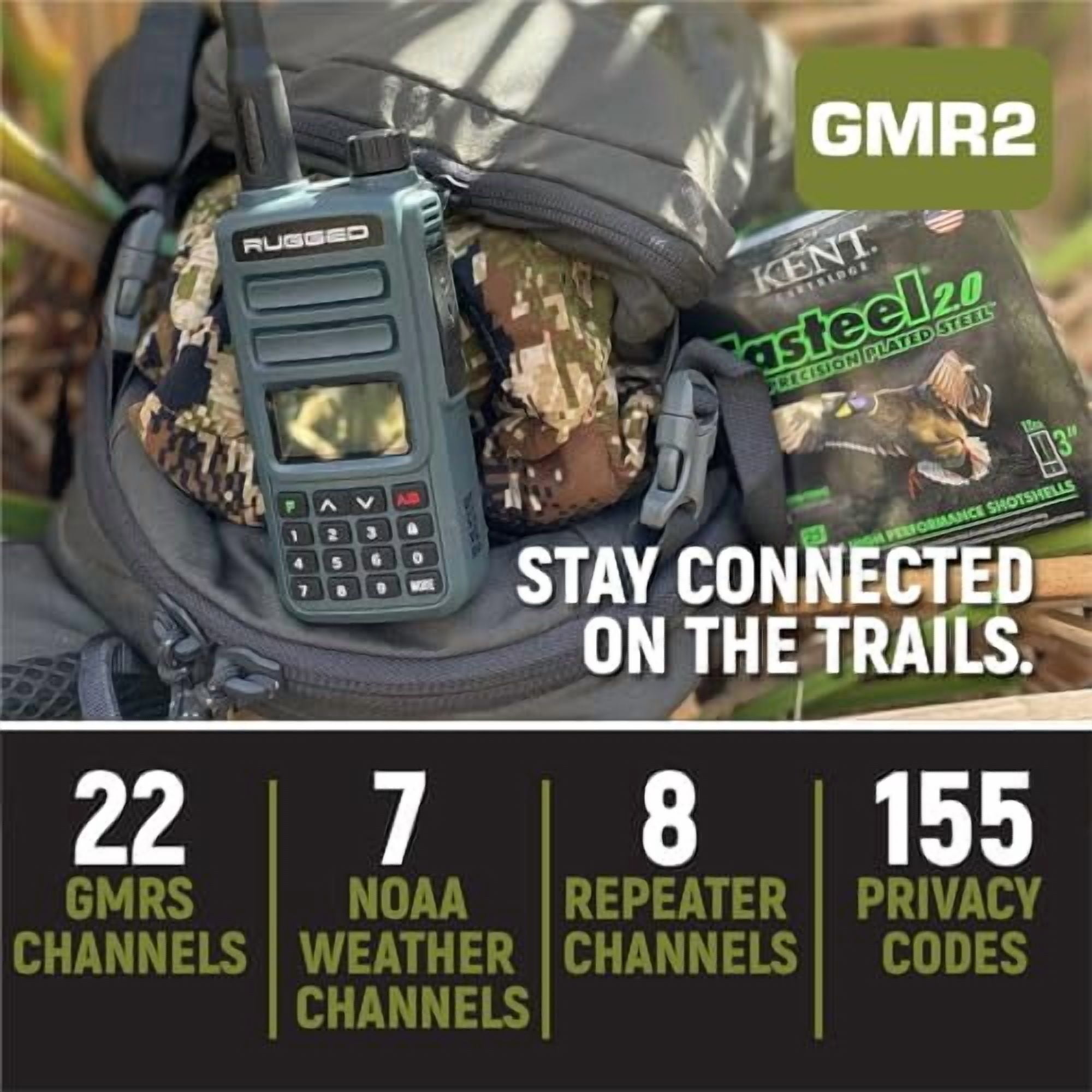 Rugged Radios 2 Pack GMR2 Plus GMRS Handheld Two Way Radio Grey 2 Watt ...