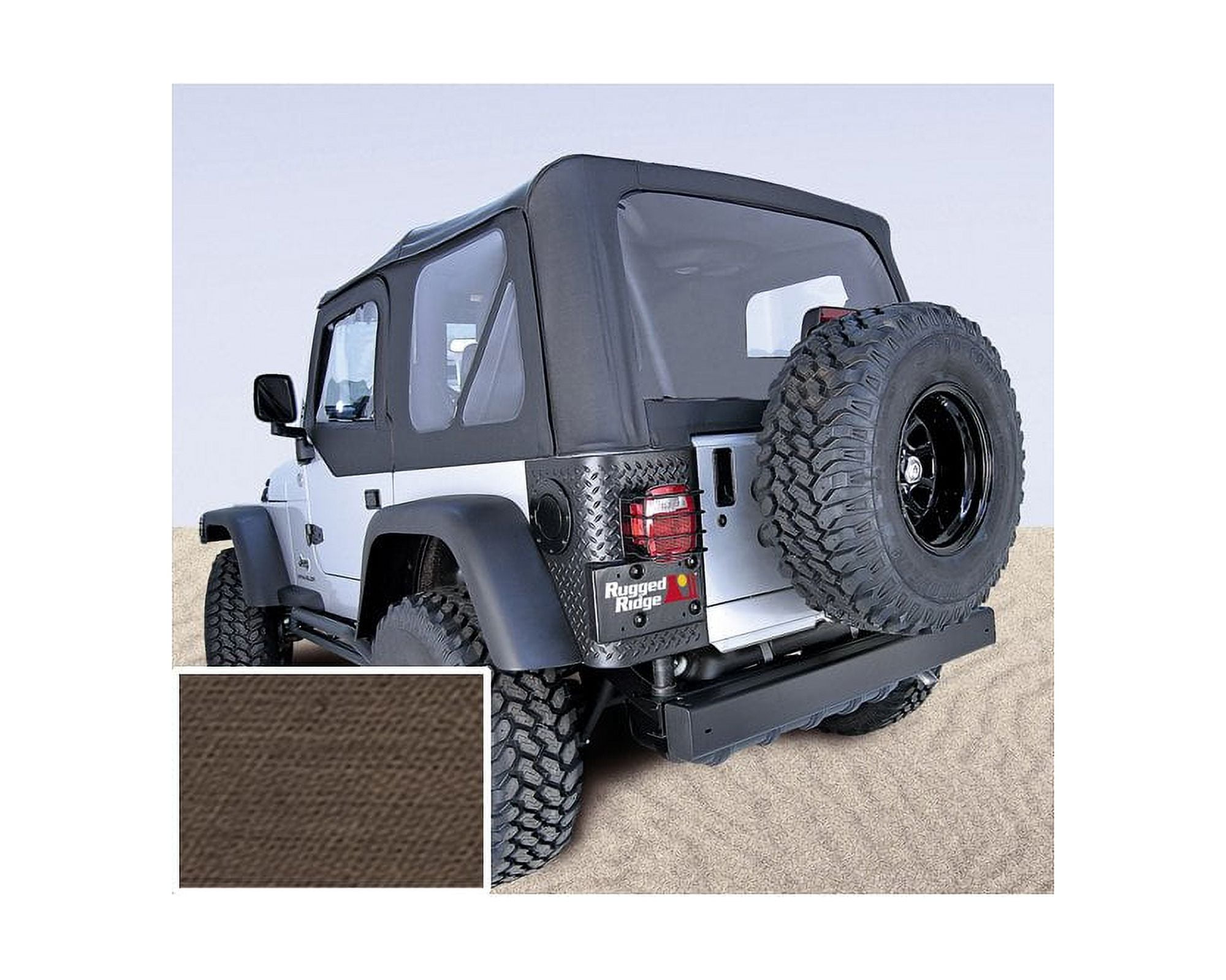 Rugged Ridge 13727.36 XHD Soft Top, Khaki, Tinted Windows, 97-06 Jeep ...