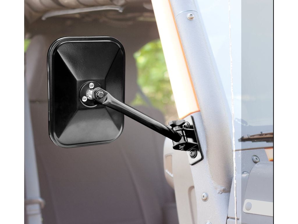 Rugged Ridge Quick Release Mirror Kit, Rectangular, Black 11025.12 Fits ...