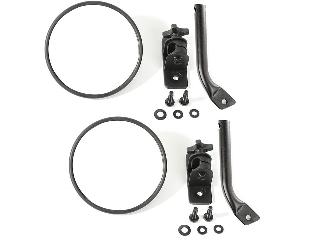 Rugged Ridge Stubby Trail Mirror, Round Pair, Textured Black 11025.21 ...