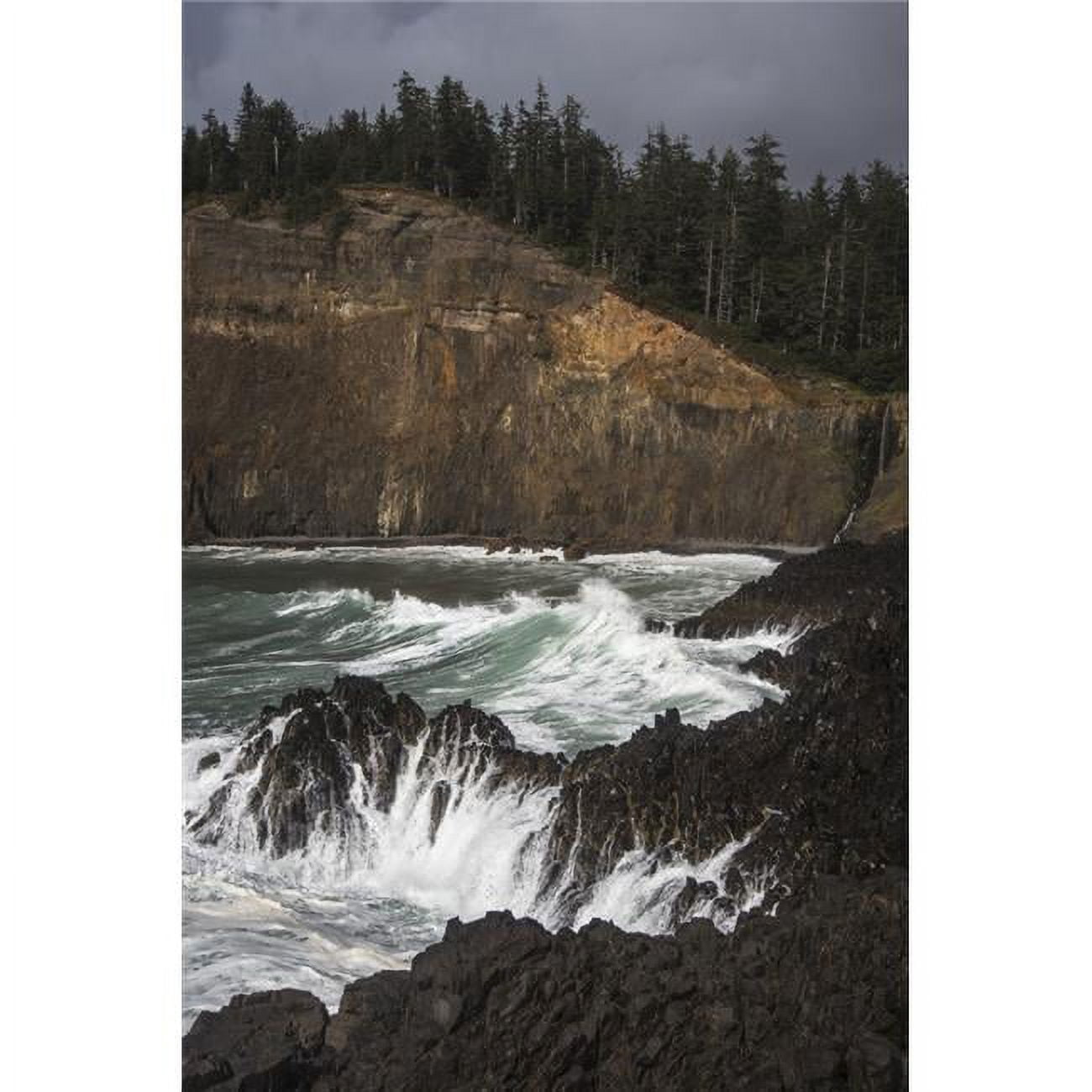 Rugged Rock Cliff at Cape Falcon & Waves Crashing Against The Rocks ...
