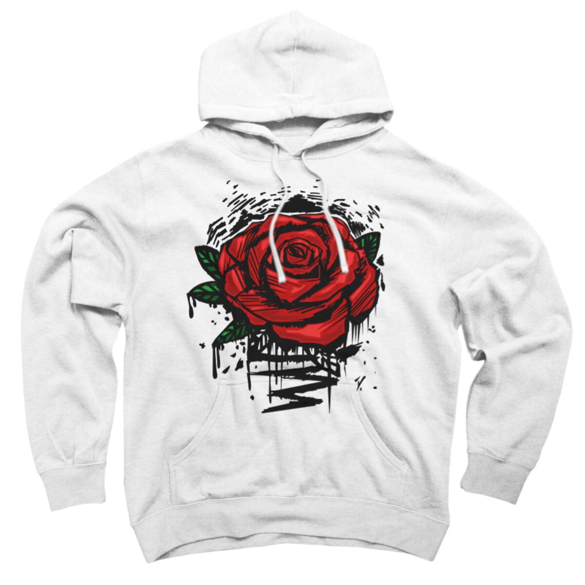 Rugged Rose White Graphic Pullover Hoodie Design By Humans 2XL