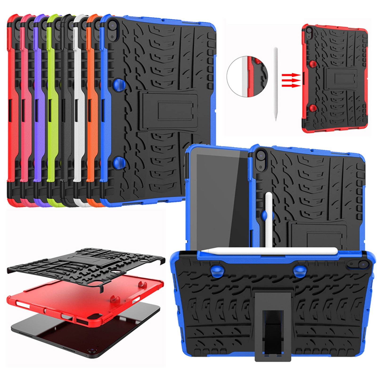 Rugged Shockproof Case Cover, 4-10.9in 2020 Model, Heavy-Duty KickStand ...