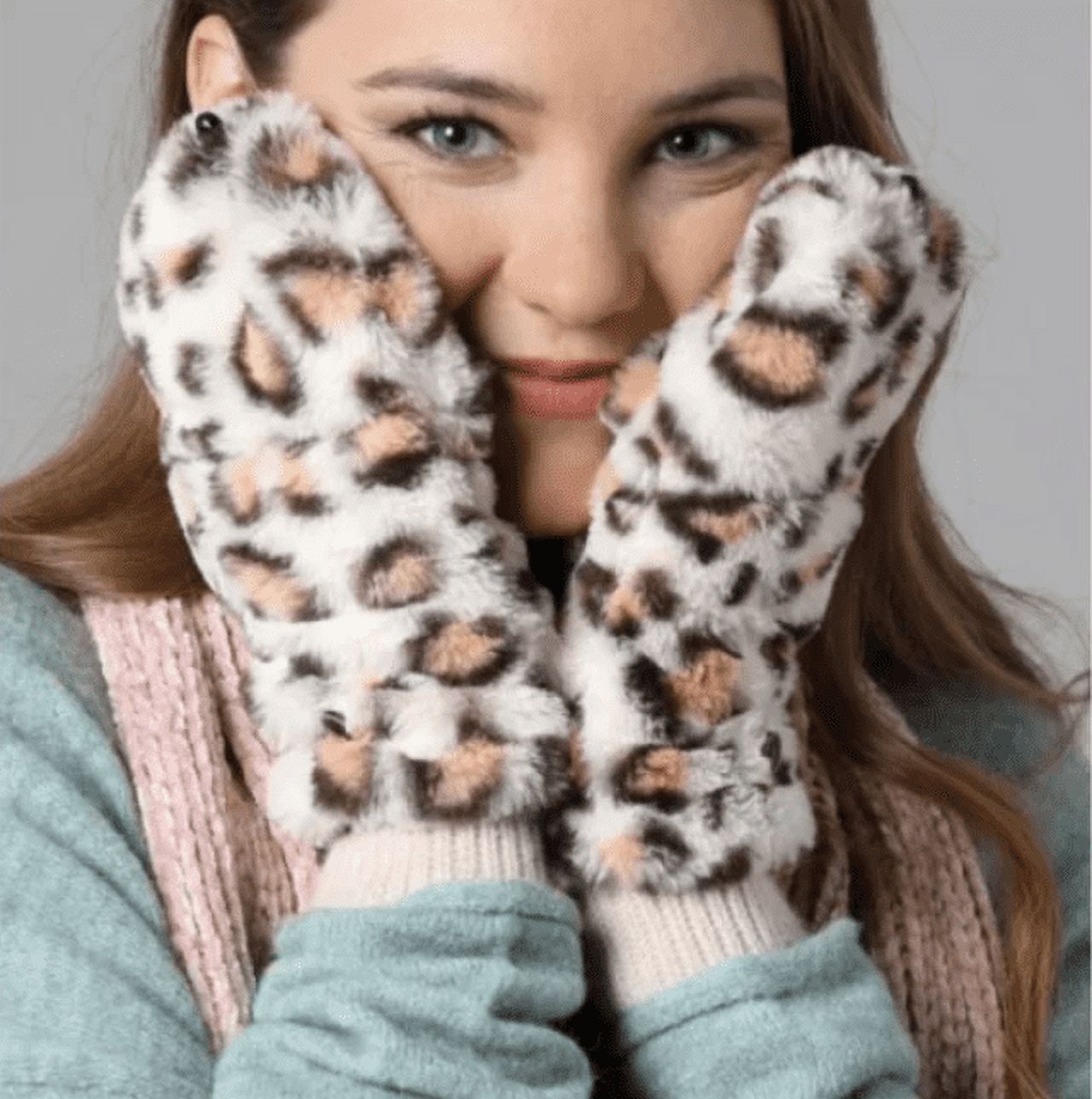 Ruggine Leopard Print Faux Fur Mitten Ivory Fur Pop Top Convertible ...