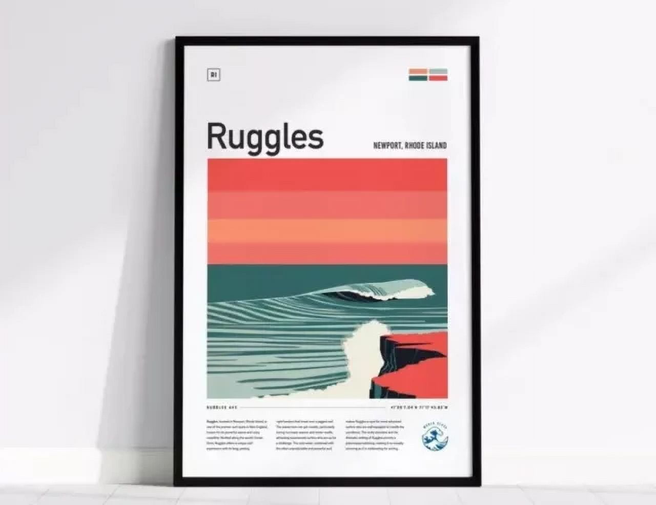 Ruggles Surf Spot Poster, Newport Rhode Island Surfer Wall Art NO ...