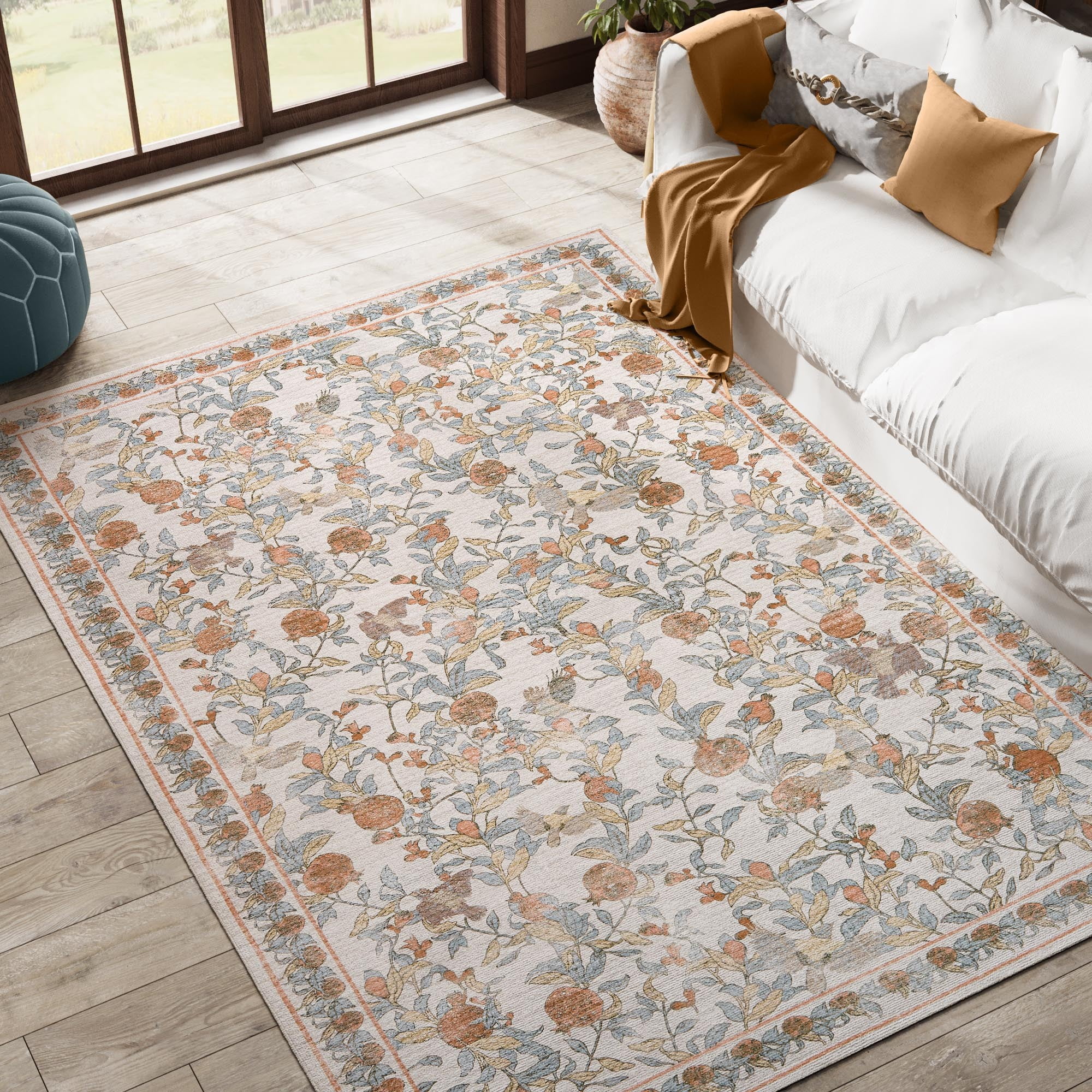 RUGKING Area Rugs For Living Room 5X7 Washable Oriental Rug Floral ...