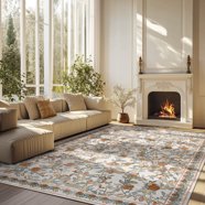 Superior Palmyra Floral Classic Indoor Area Rug, Chocolate, 2' x 3 ...