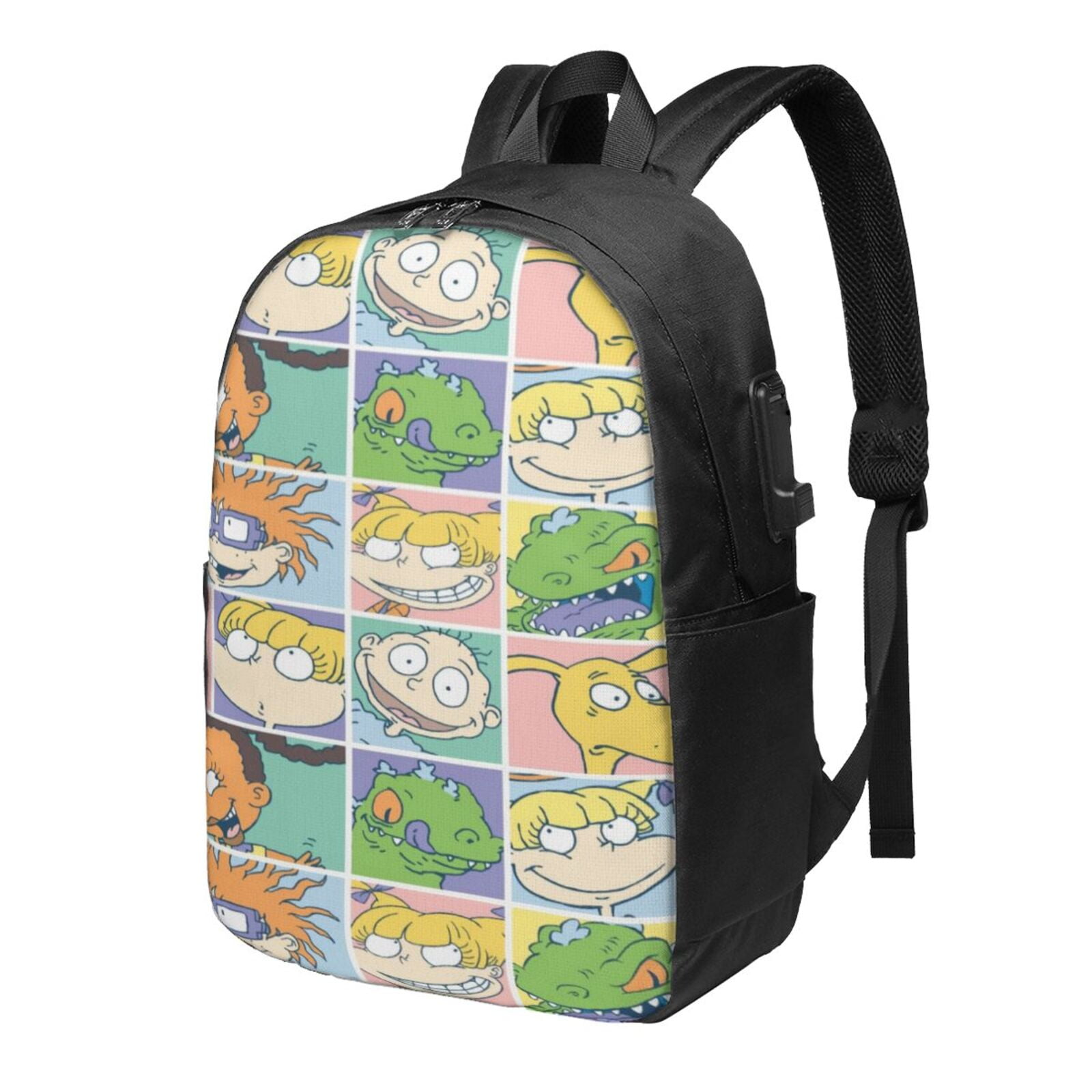 Rugrats Backpack Cartoon 17 Inch Laptop Bags Bookbag with USB Charging ...