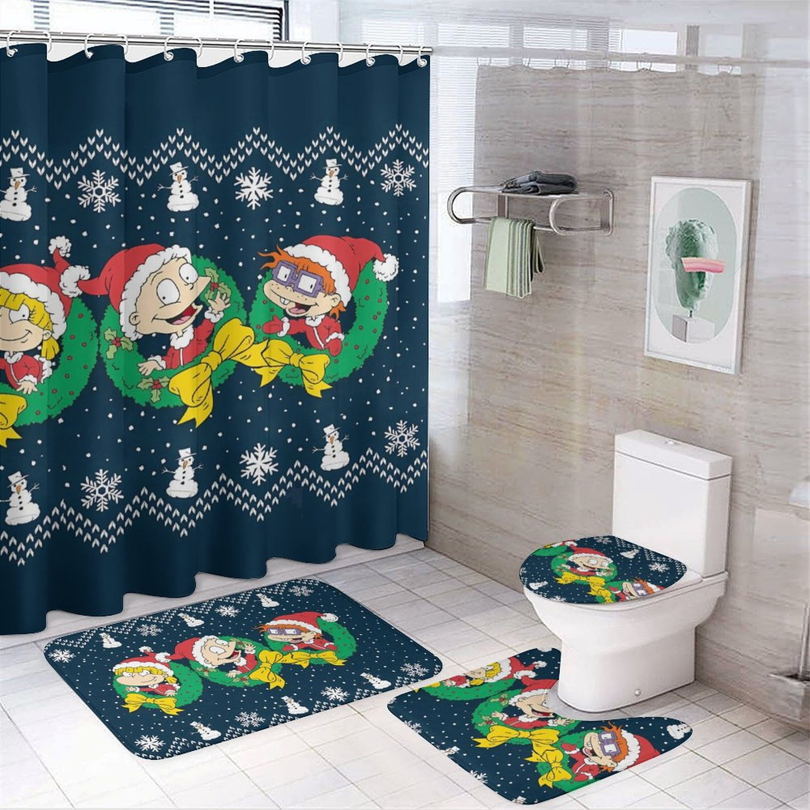 Rugrats Bathroom Set - 4 Piece Shower Curtain Set with 72x72 inch ...