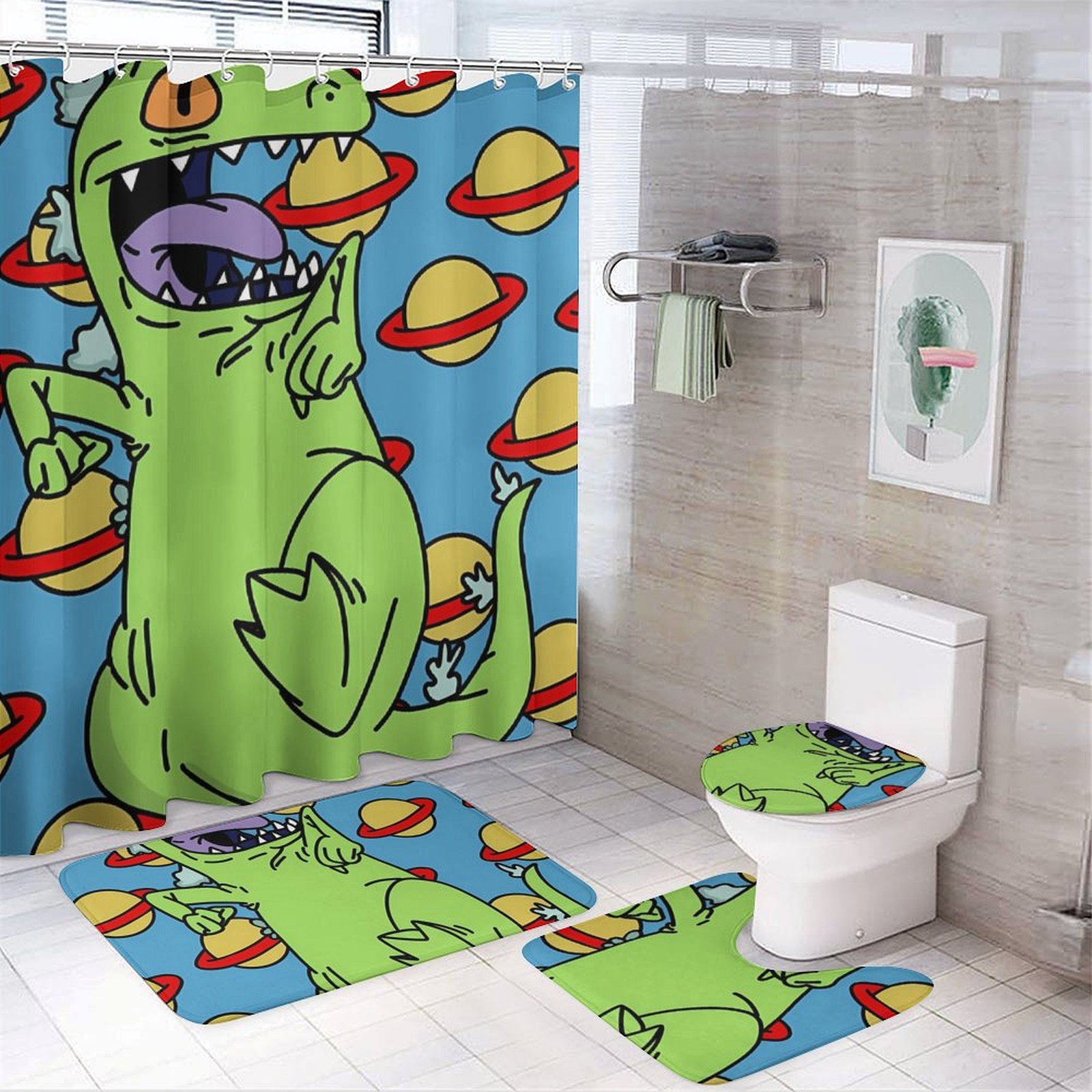 Rugrats Bathroom Set - 4 Piece Shower Curtain Set with 72x72 inch ...