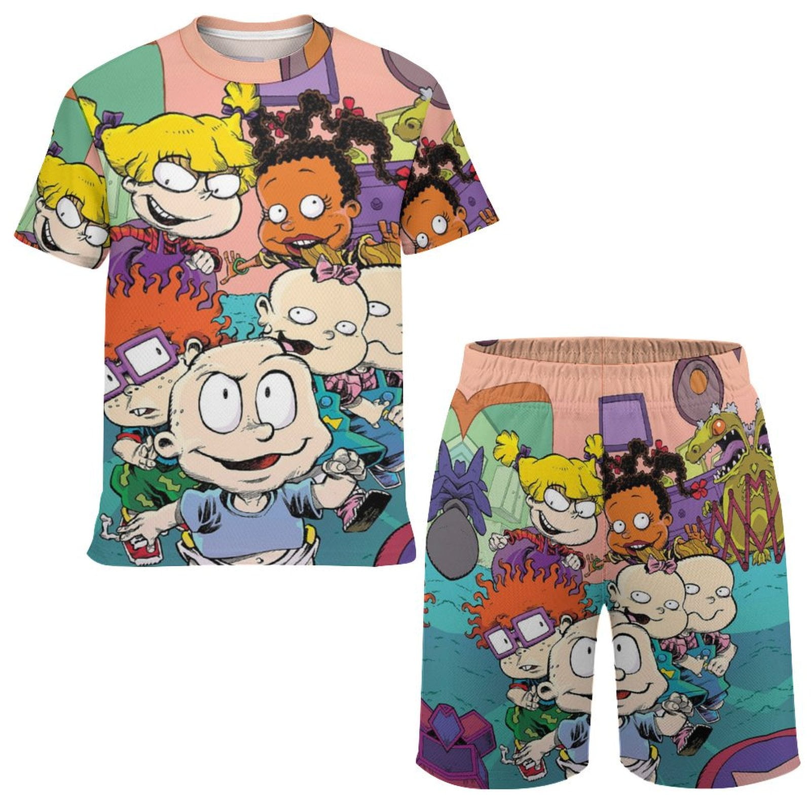 Rugrats Boys Short Sleeve Mesh T-Shirt And Shorts Outfit Set Summer ...