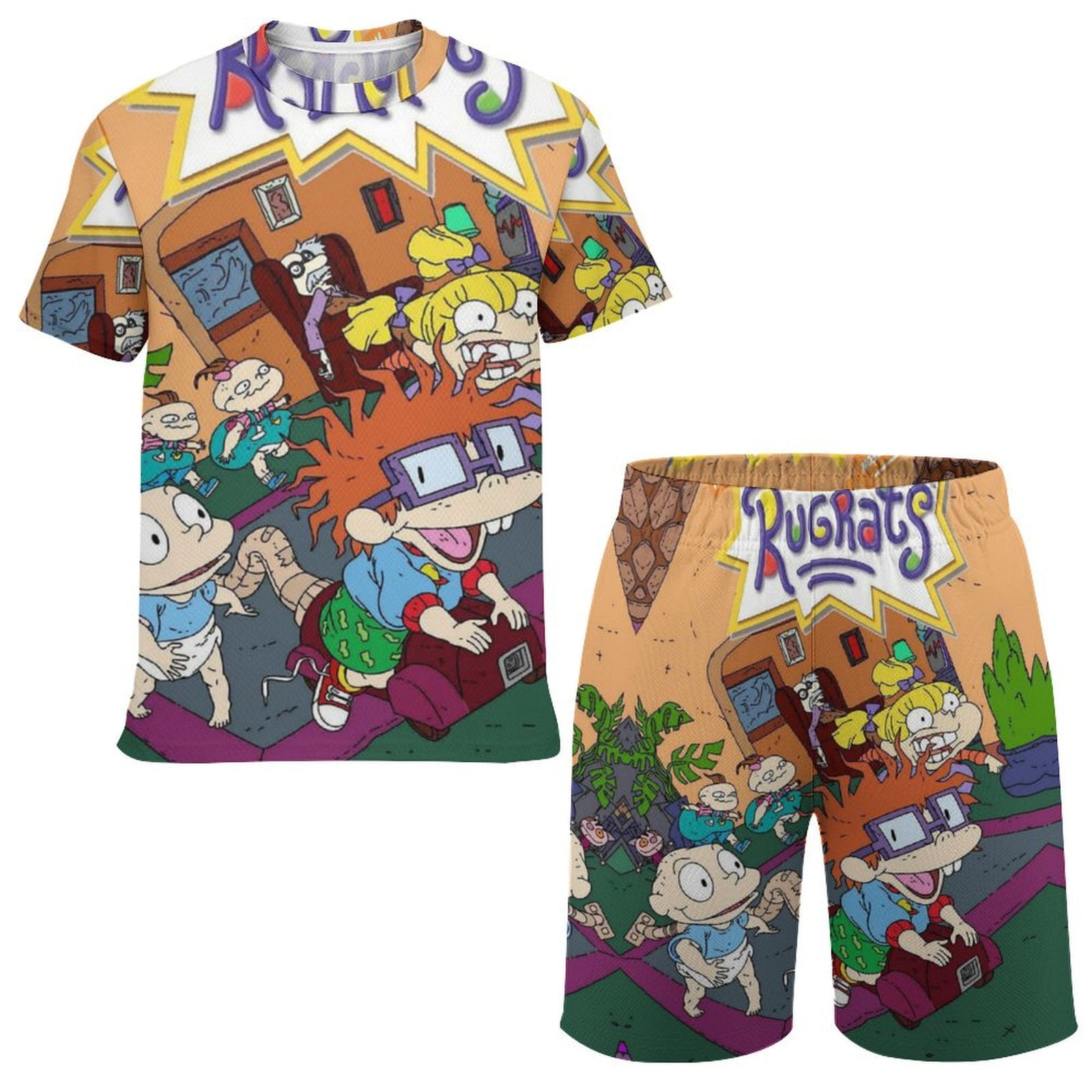 Rugrats Boys Short Sleeve Mesh T-Shirt And Shorts Outfit Set Summer ...