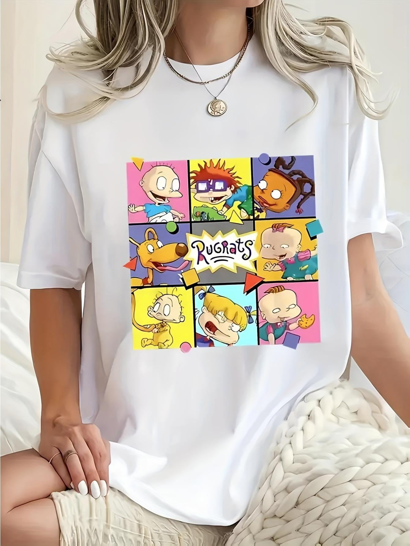 Rugrats Cartoon Collage T-Shirt, 100% Cotton Crew Neck Tee, Casual Knit ...