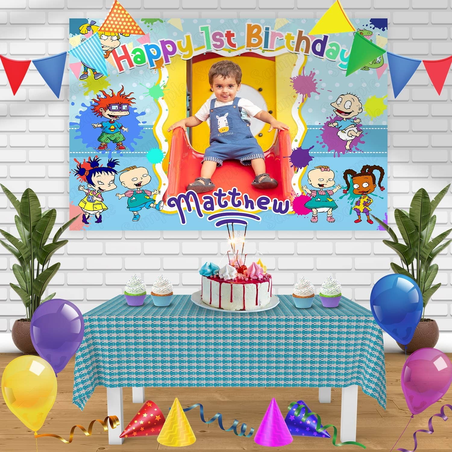 Rugrats Frame Birthday Banner Personalized Party Backdrop Decoration 60 ...