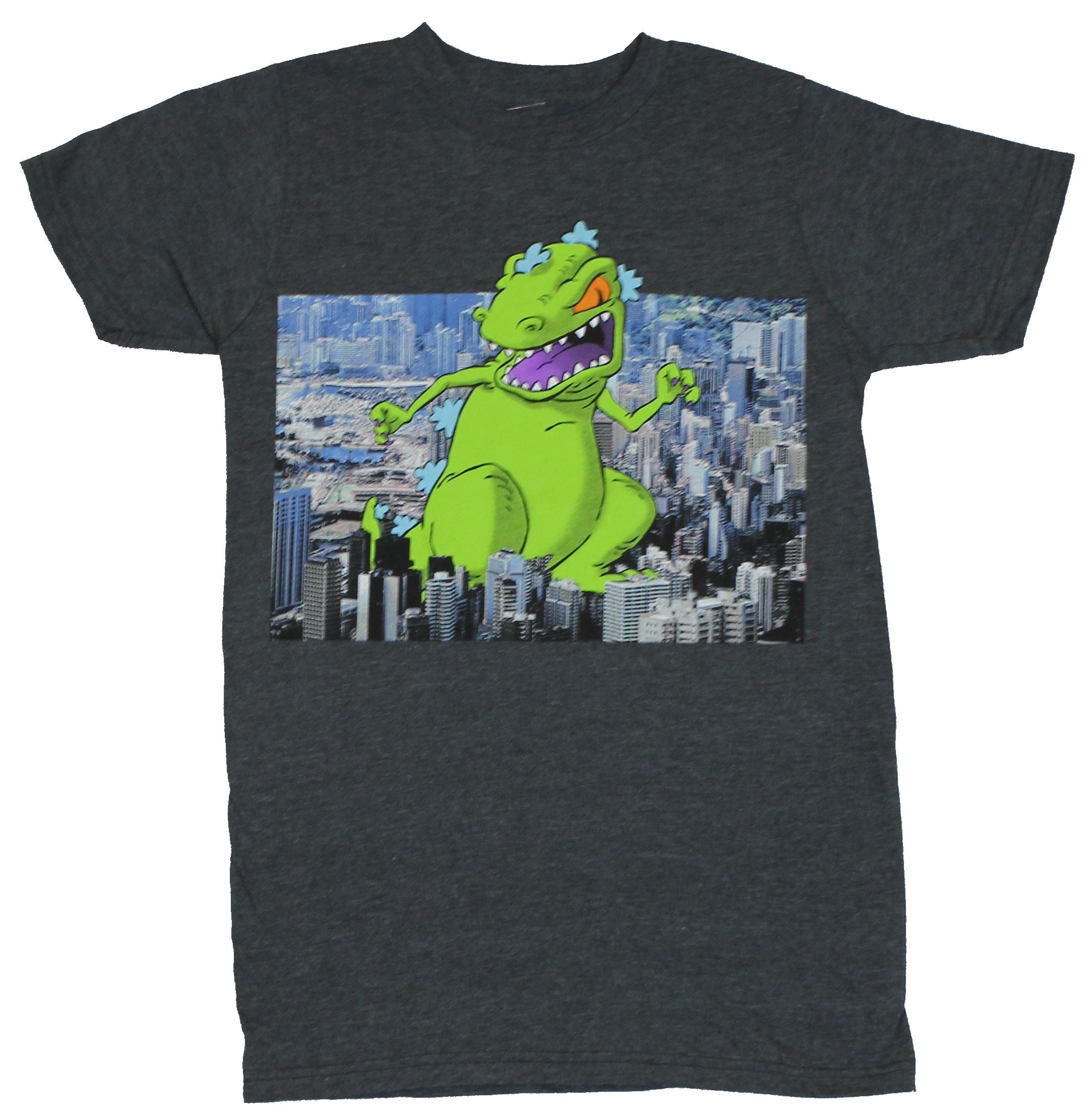 Rugrats Mens T-Shirt - Reptar Rampaging Through A Realistic City Image ...
