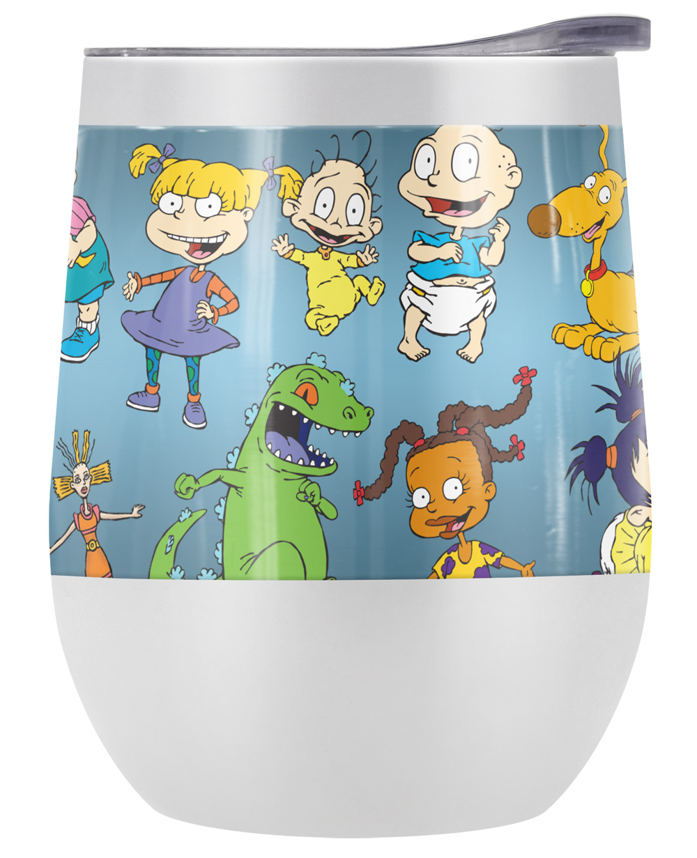 Rugrats Official Rugrats Character Pattern 12 oz Stemless Tumbler ...