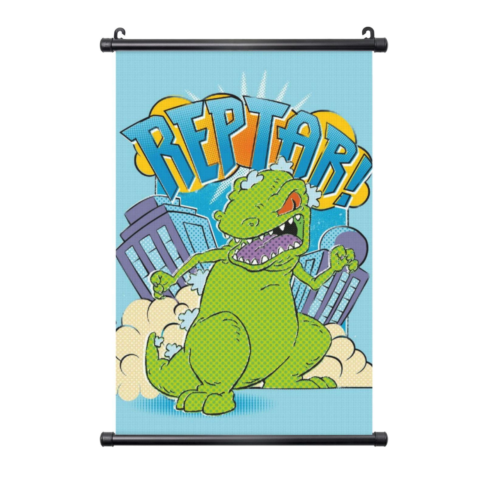 Rugrats Reptar Cartoon Black Plastic Shaft Hanging Poster Decor Canvas ...