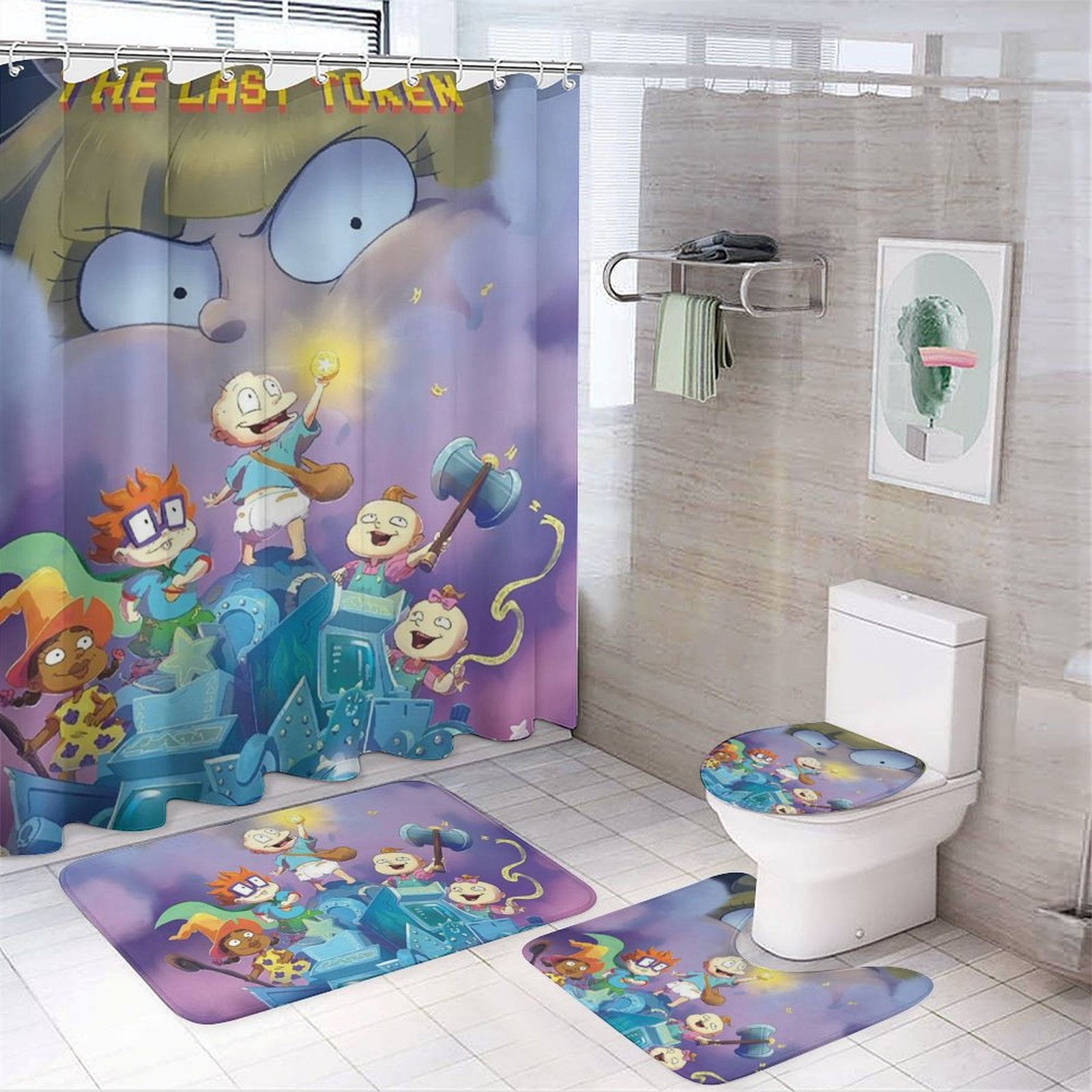 Rugrats Shower Curtain Set 4 Piece, Set Bathroom Sets with Rugs(Bath ...
