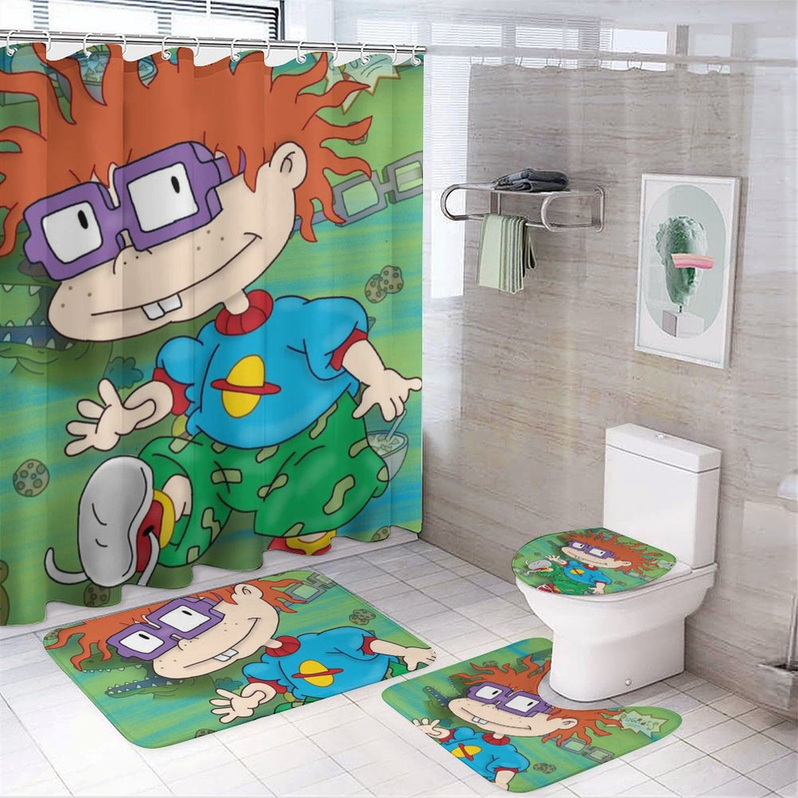Rugrats Shower Curtain Set 4 Piece, Set Bathroom Sets with Rugs(Bath ...