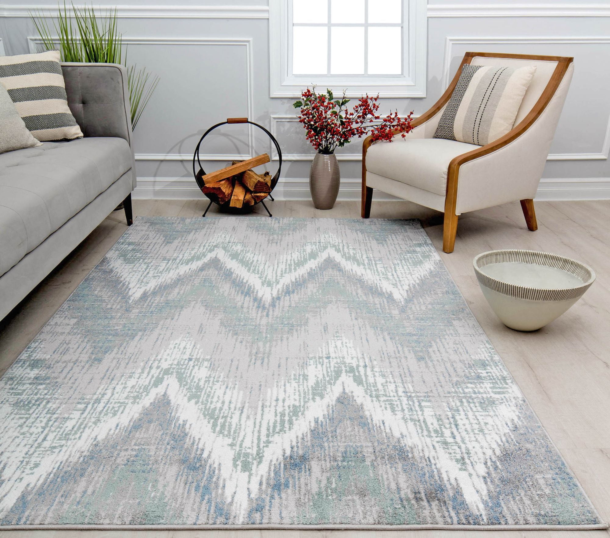 Rugs America Amabella IV30A Spring Mint Abstract Vintage Gray Area Rug ...