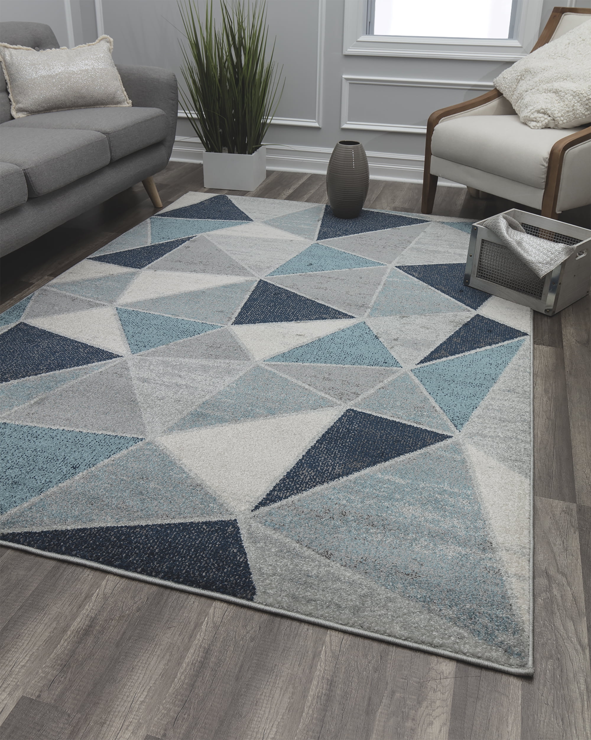 Rugs America Aurea KA25A Indigo Blue Geometric Contemporary Blue Area ...