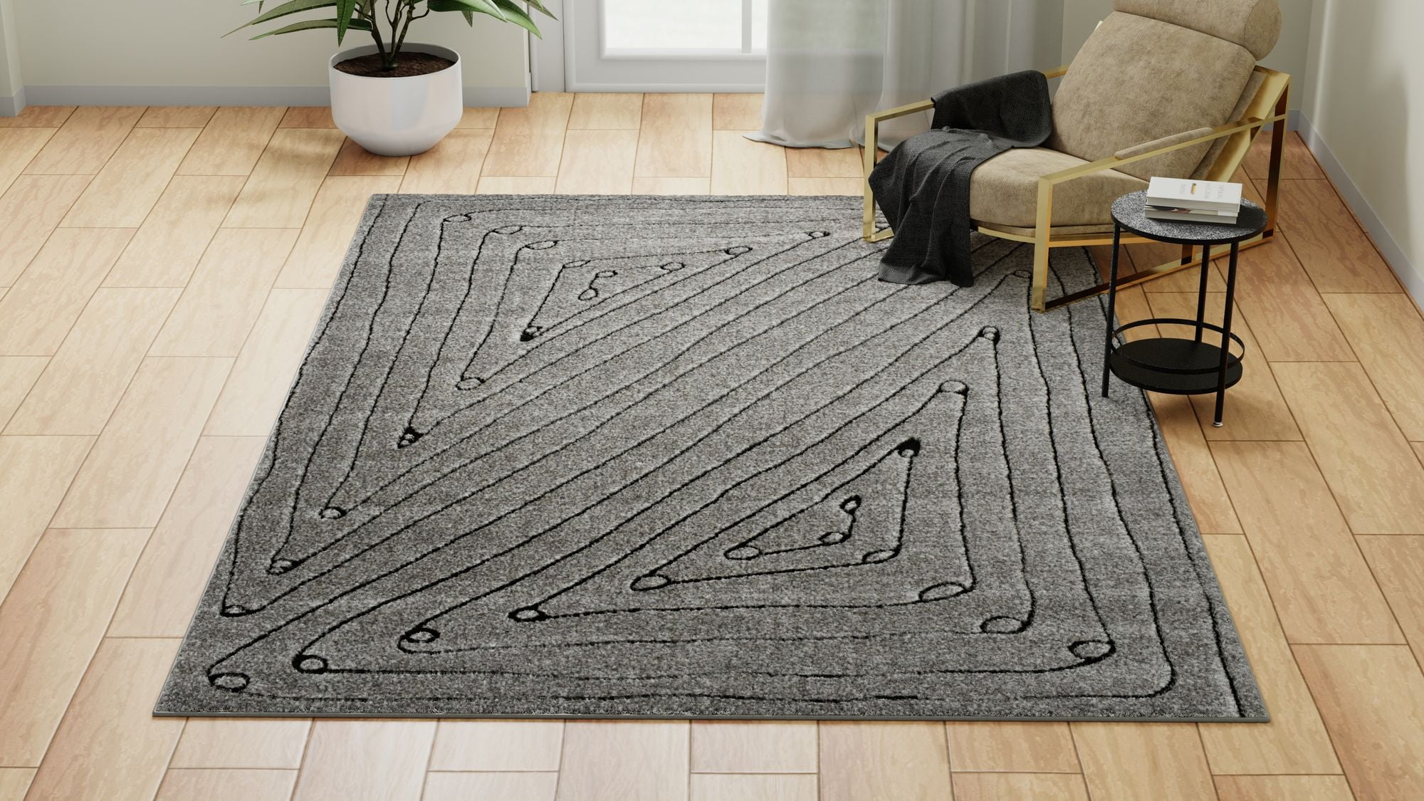 Rugs America Chanai CN70A Contemporary Geometric 2'0" X 4'0" Area Rug ...
