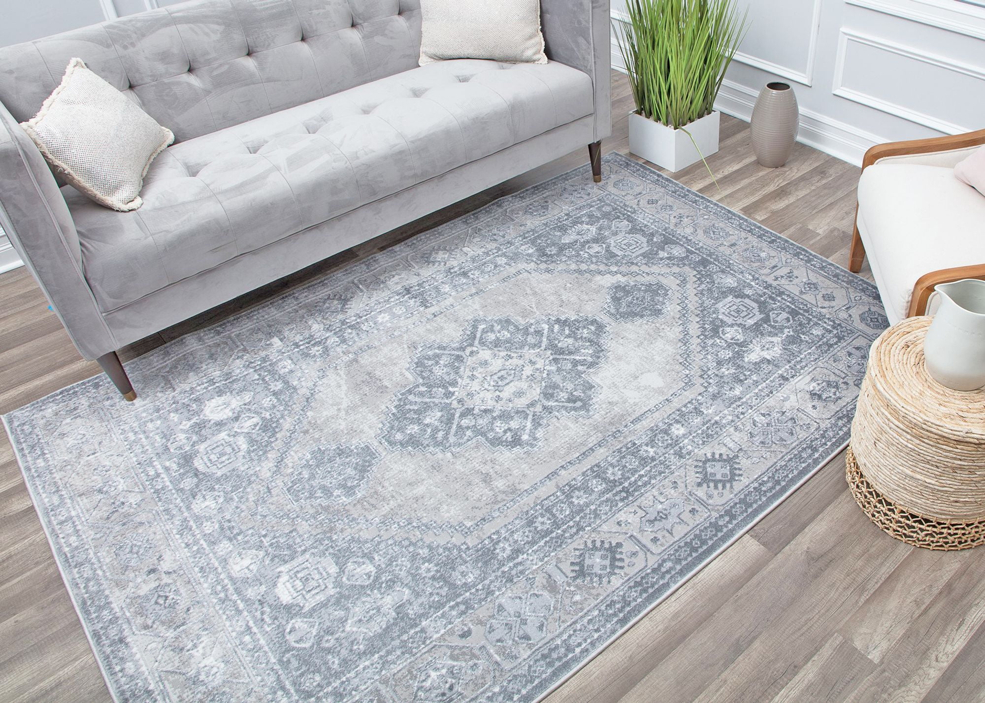 Rugs America Emali EA10A Greywash Vintage Farmhouse Gray Area Rug, 8 ...