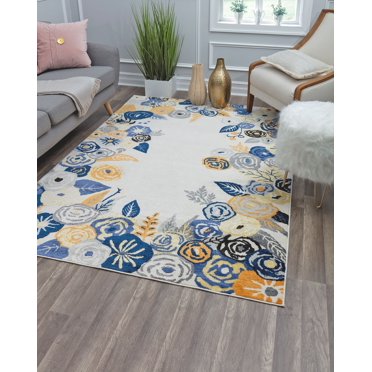 Rugs America Hanna VA40C Rose Garden Gray Floral Transitional Beige ...