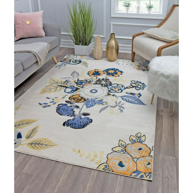 Rugs America Hanna VA40B Rose Garden Ivory Floral Transitional Beige ...