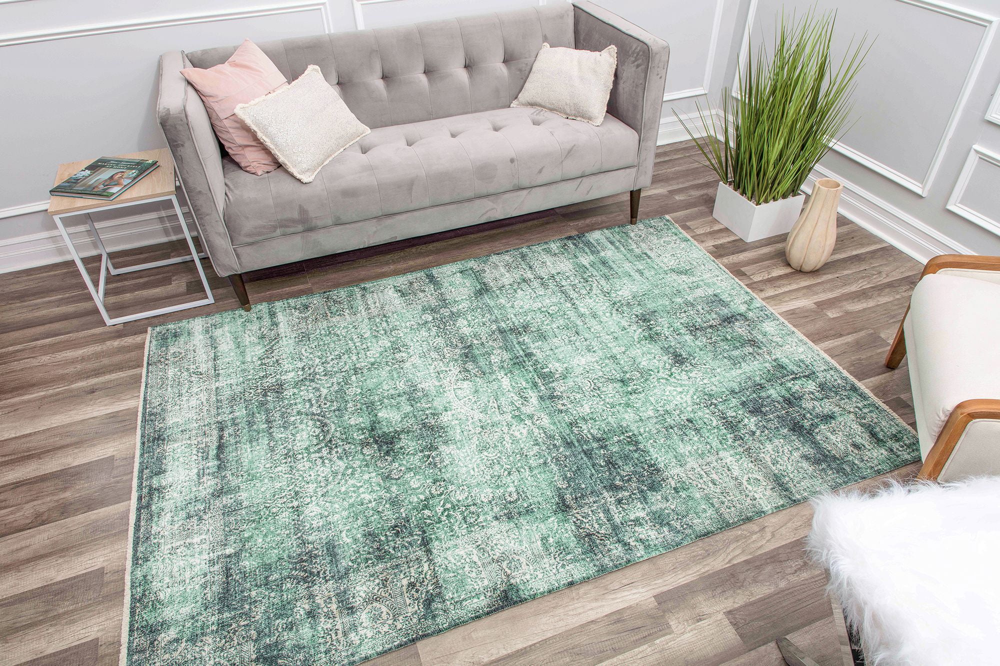 Rugs America Isle IG30A Green Grooves Transitional Vintage Green Area ...
