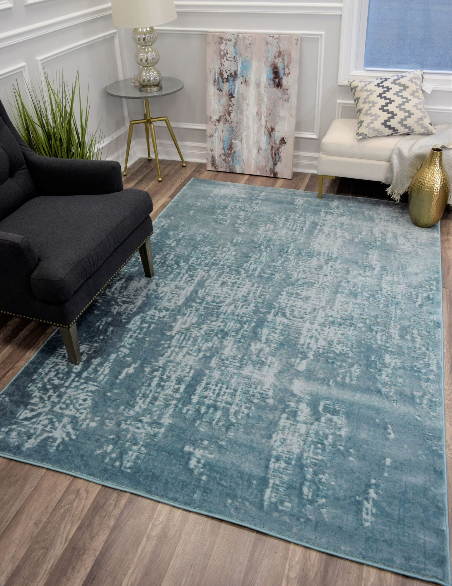 Rugs America Laurel WW20A Soft Sky Geometric Vintage Blue Area Rug, 9 ...