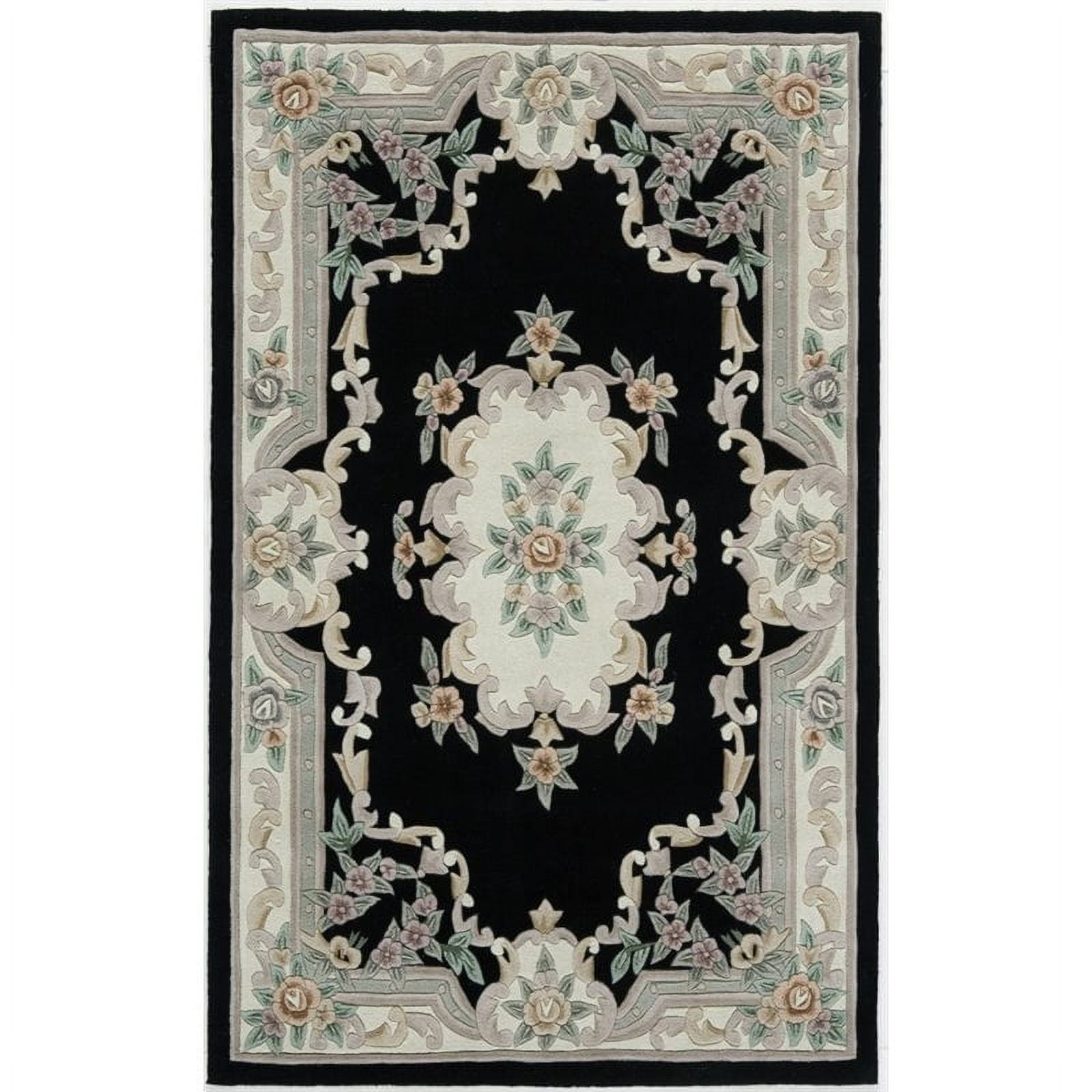 Rugs America New Aubusson Collection Black 510-320 Traditional European ...