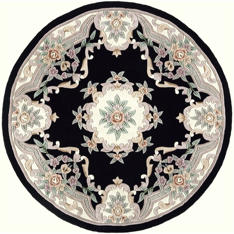 Rugs America New Aubusson Collection Black 510-320 Traditional European ...