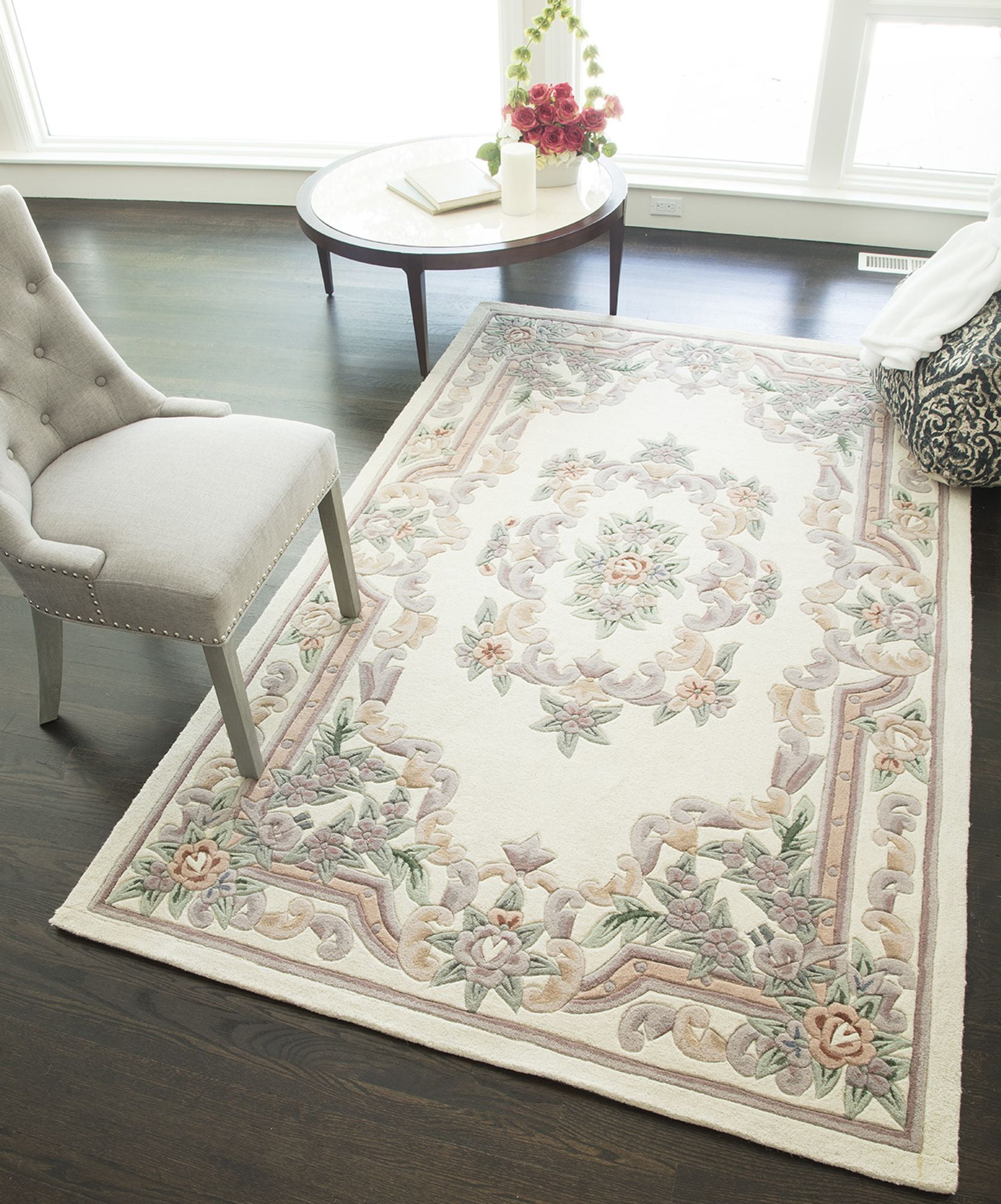Rugs America New Aubusson Collection Ivory 510-201 Traditional European ...