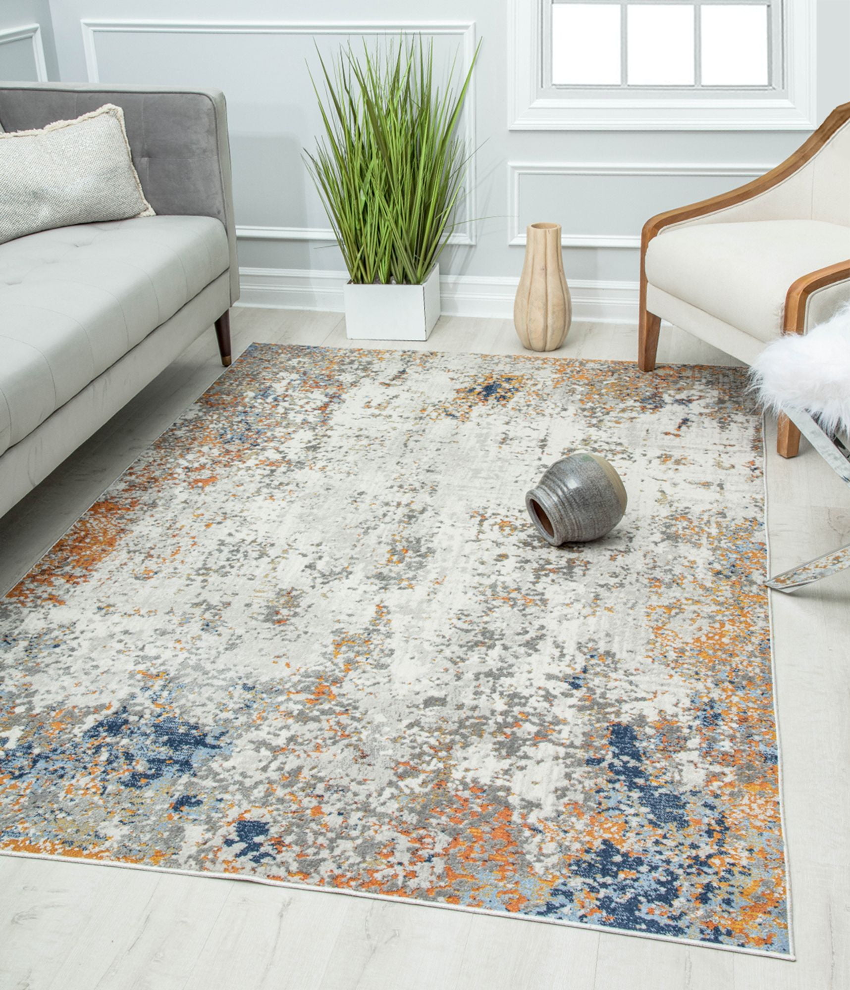 Rugs America Preston PS25A Speckled Ochre Transitional Vintage Gray ...
