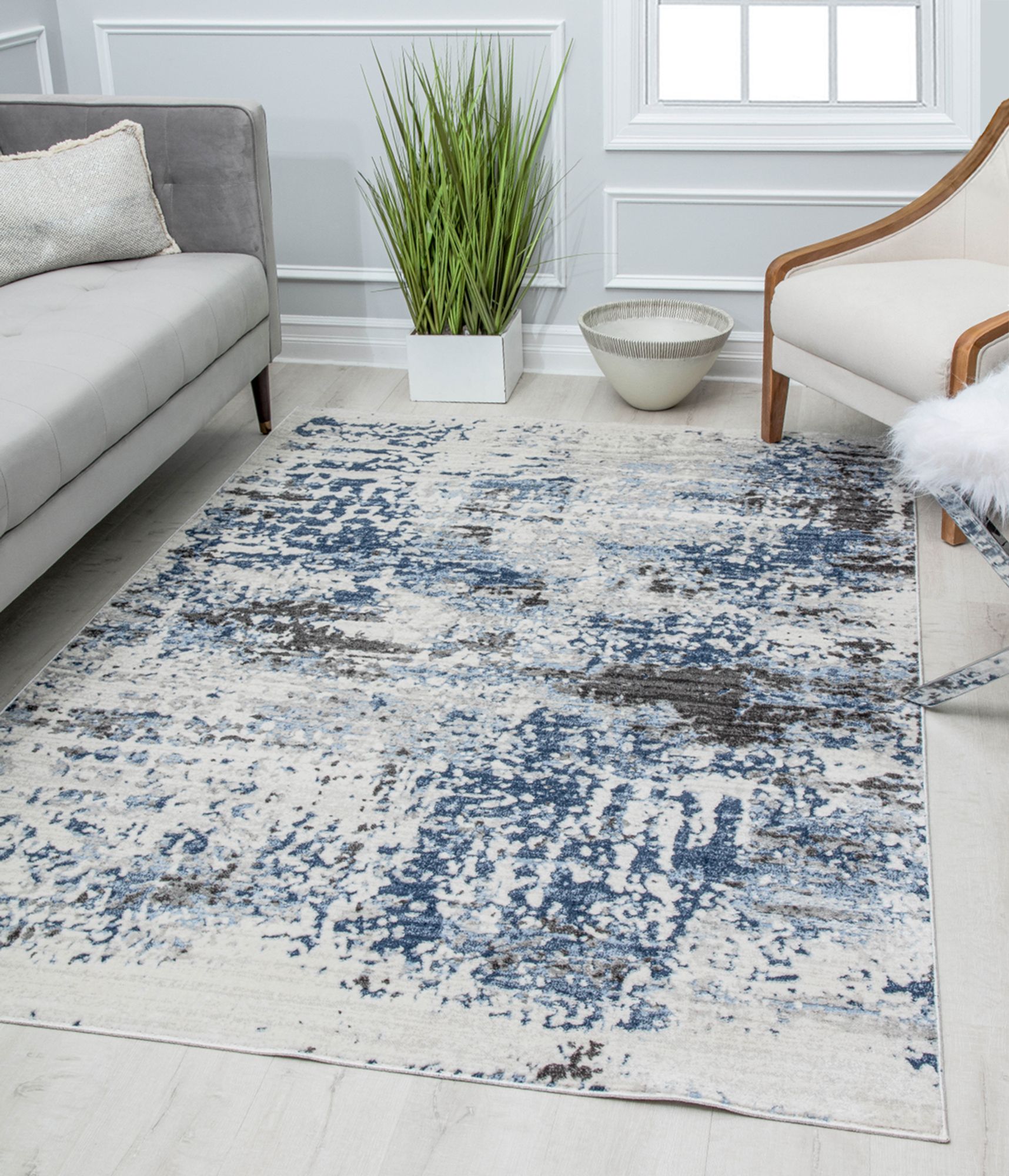 Rugs America Preston Ivory Sapphire Grey Vintage Area Rug 2'6 x 4 ...