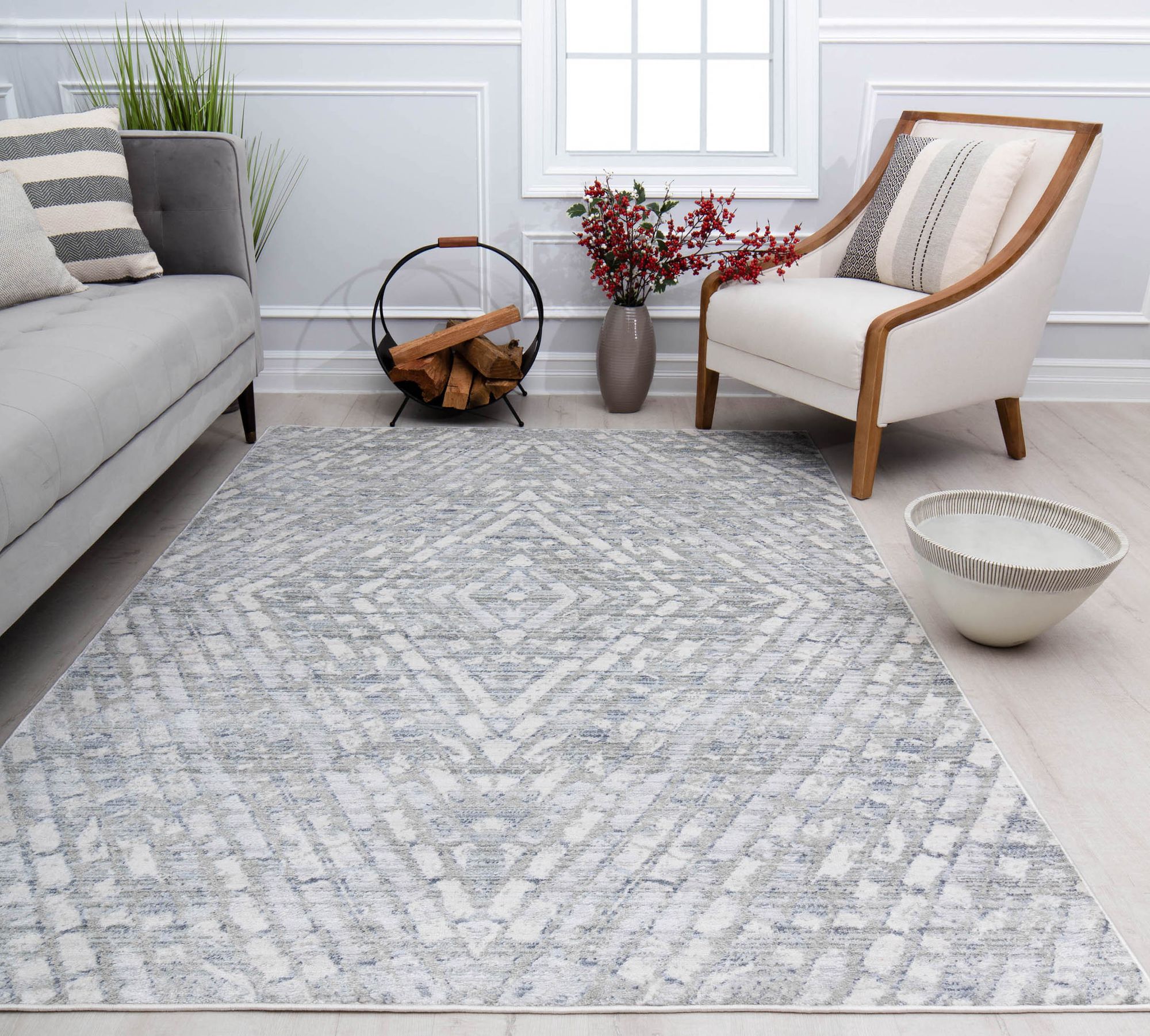 Rugs America Romeo JL70A Misty Gray Abstract Vintage Gray Area Rug, 2'6 ...