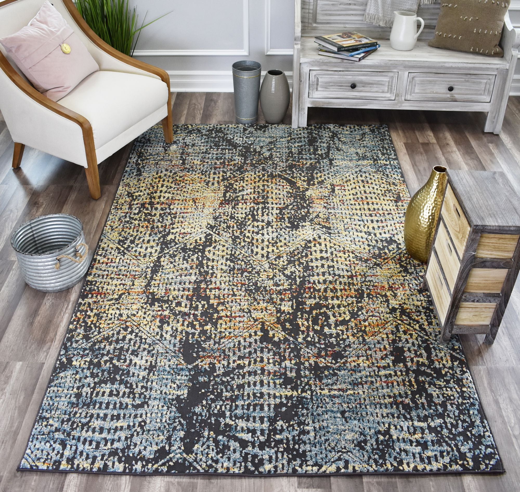 Rugs America Sela JR40A Mustang Transitional Vintage Blue Area Rug, 9 ...
