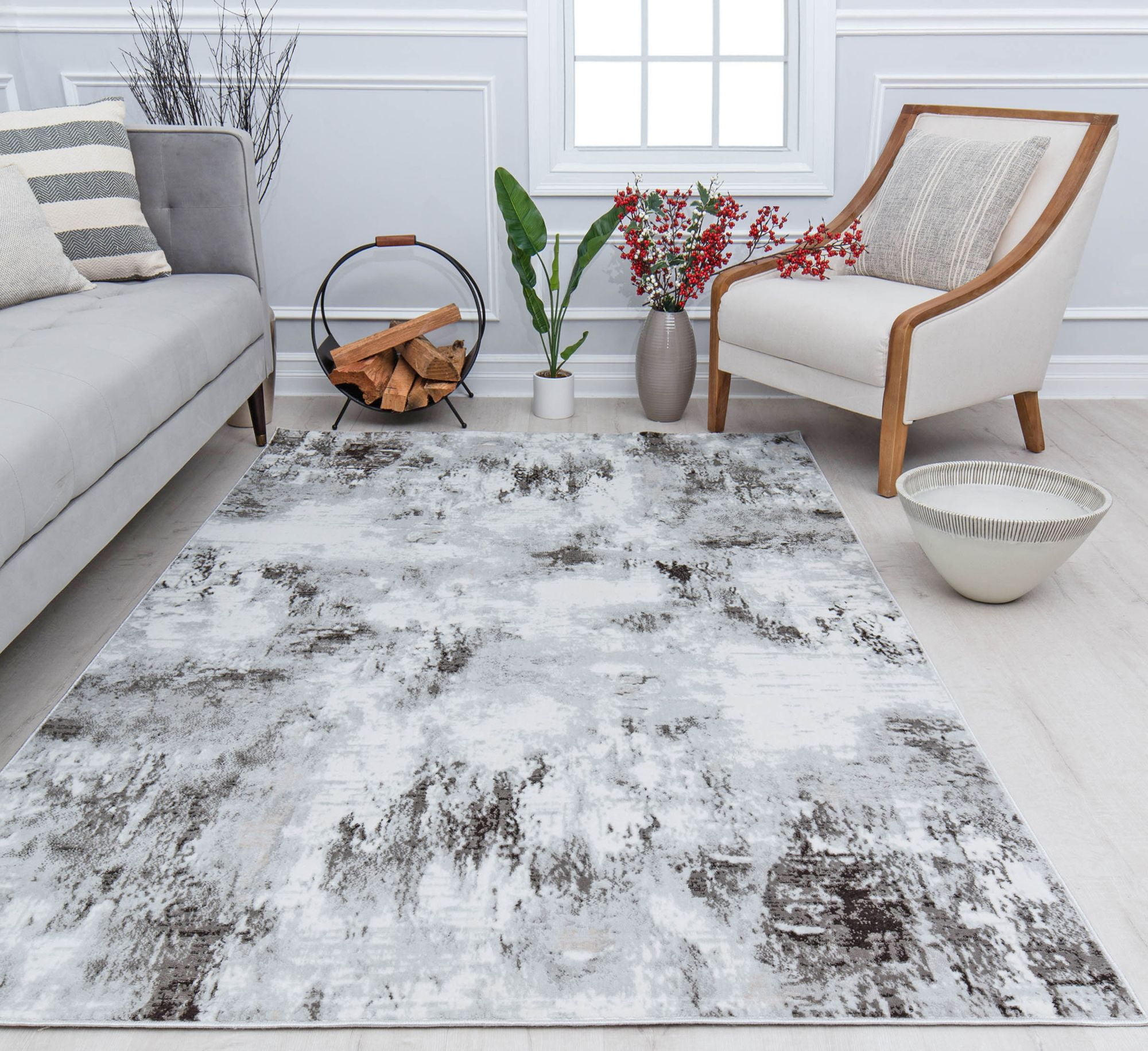 Rugs America Silas SM40C Iced Marble Abstract Vintage White Area Rug, 8 ...